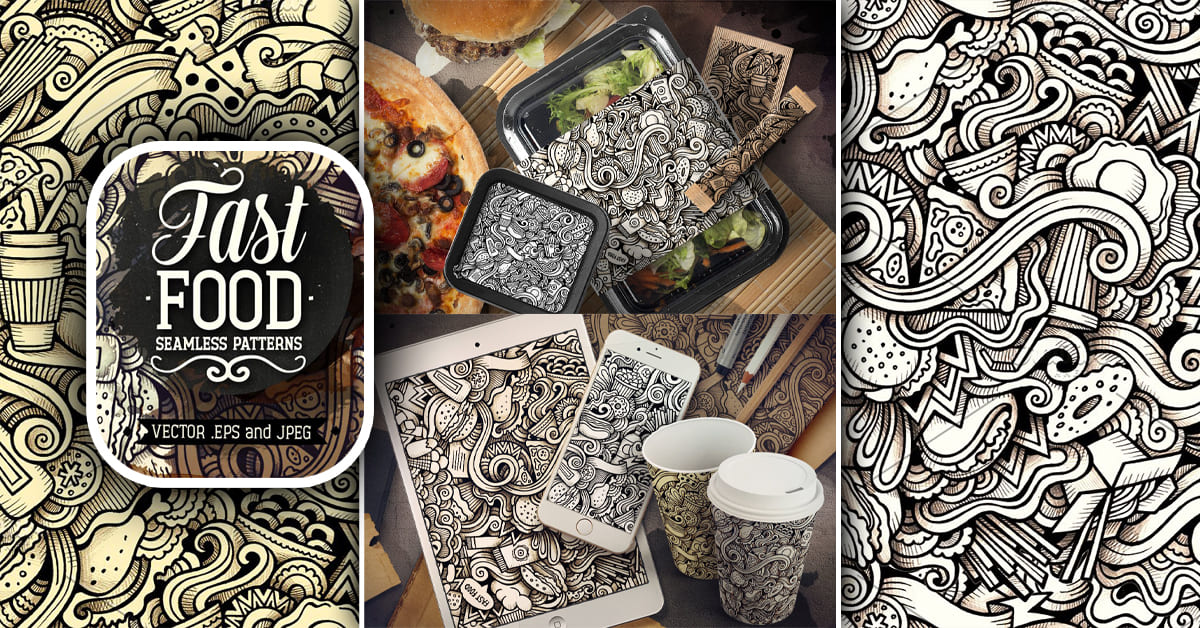 Fast Food Graphics Patterns – MasterBundles