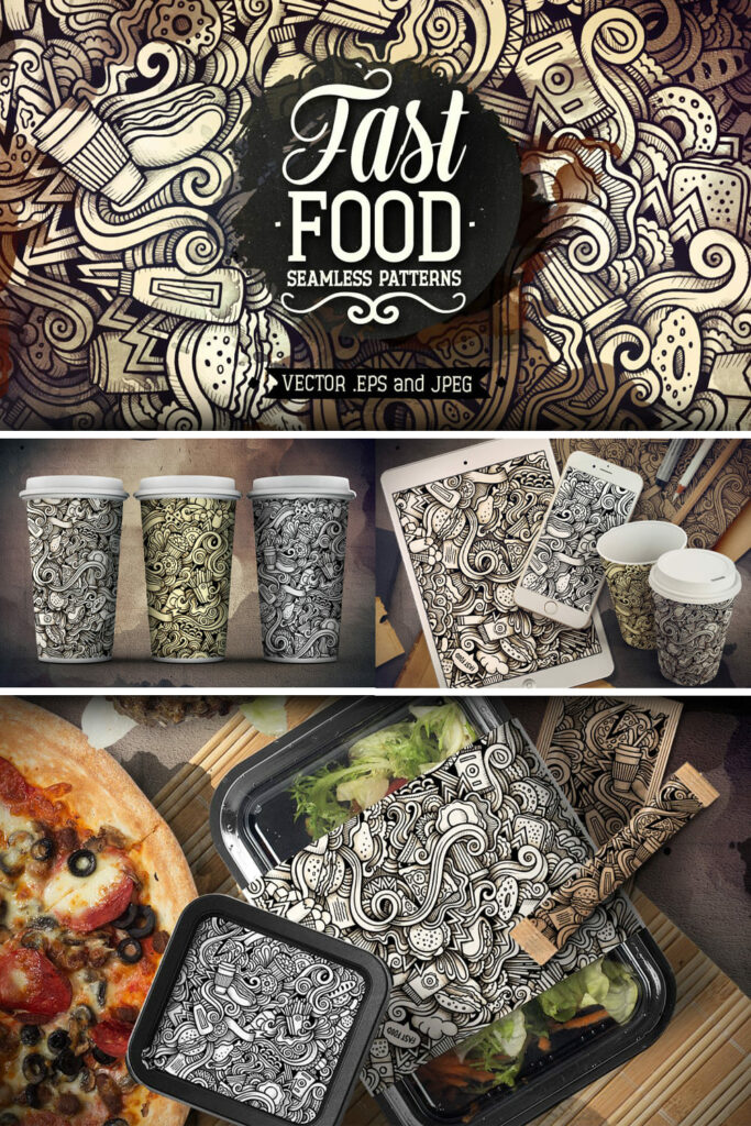 Fast Food Graphics Patterns – MasterBundles
