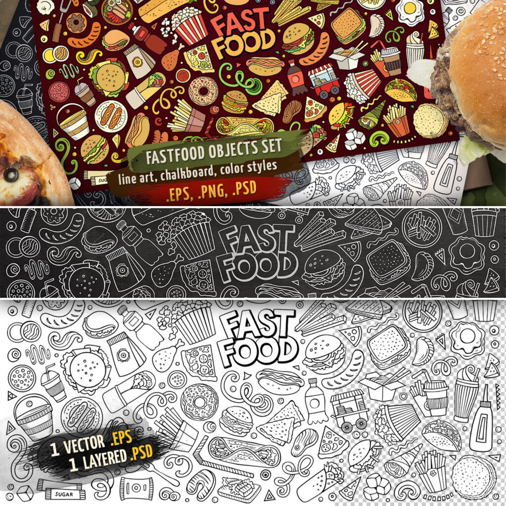 Fast Food Objects & Elements Set – MasterBundles