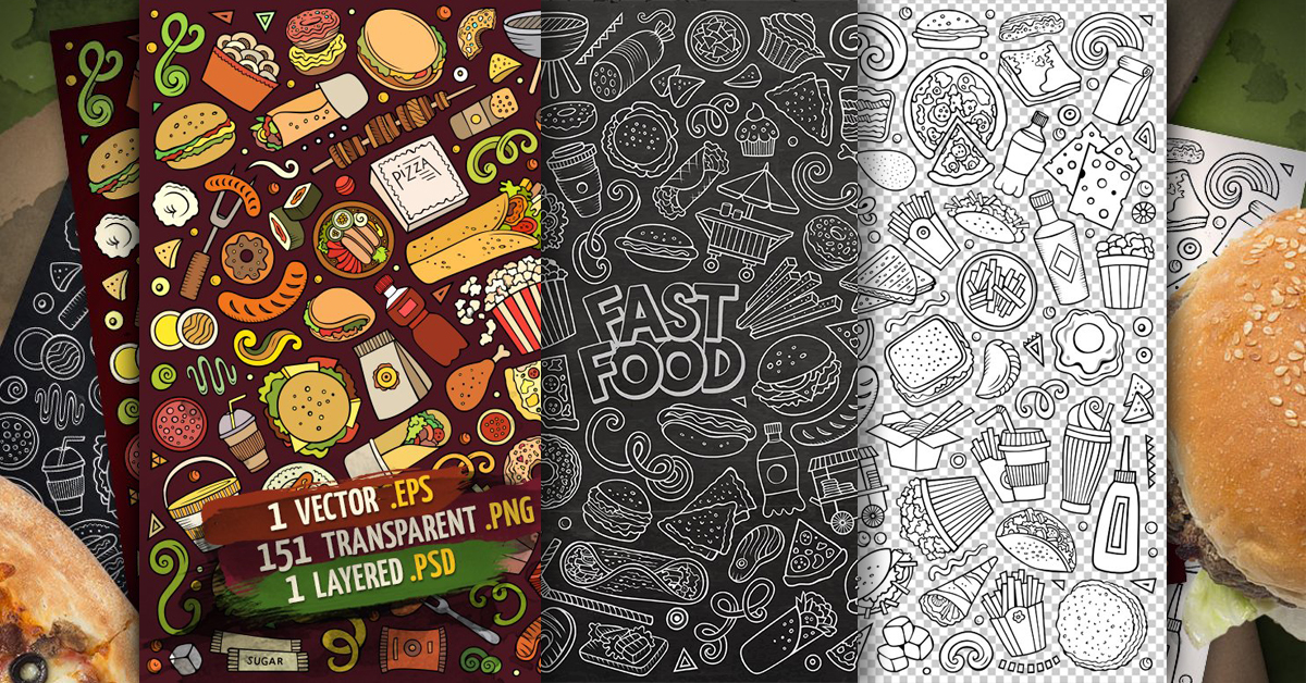 Fast Food Objects & Elements Set – MasterBundles