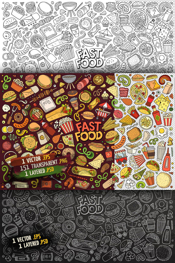 Fast Food Objects & Elements Set – MasterBundles