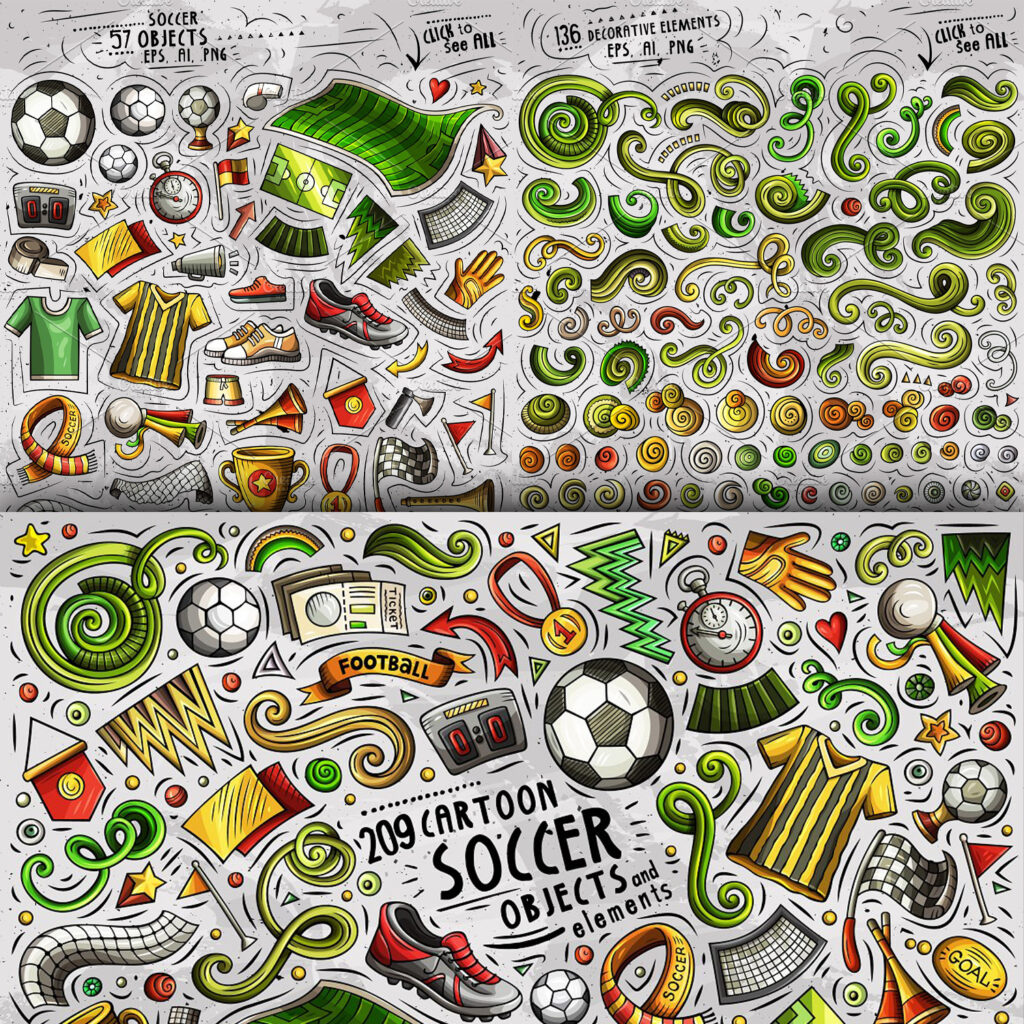 Football Cartoon Objects Set – MasterBundles