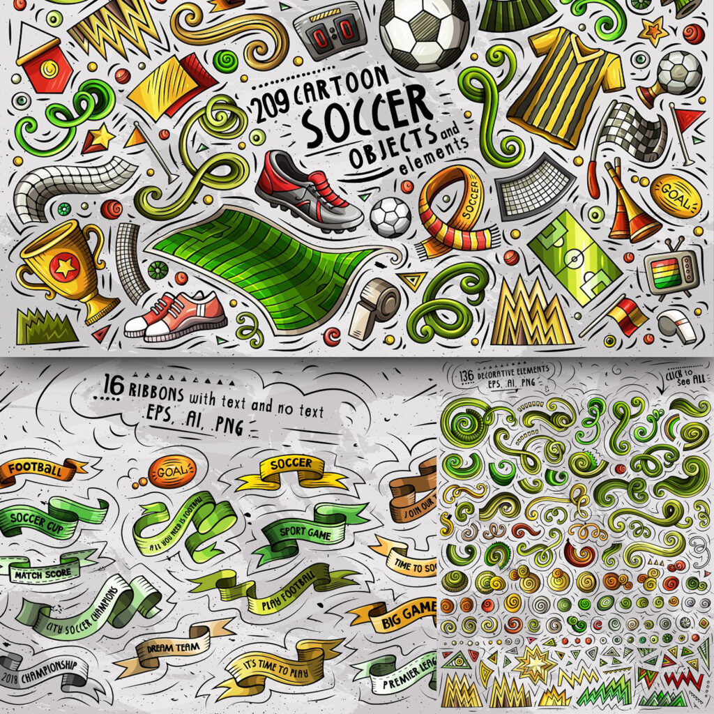 Football Cartoon Objects Set – MasterBundles