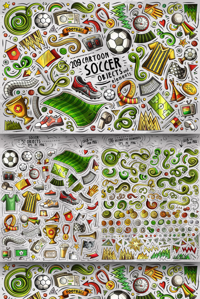 Football Cartoon Objects Set – MasterBundles