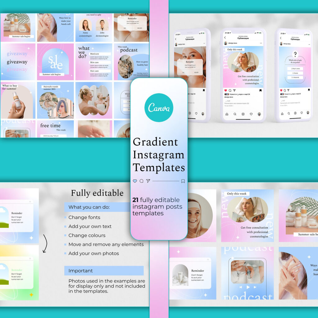 Gradient Instagram Template Canva – MasterBundles