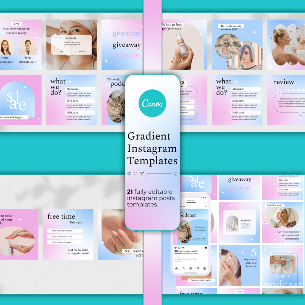 Gradient Instagram Template Canva – MasterBundles