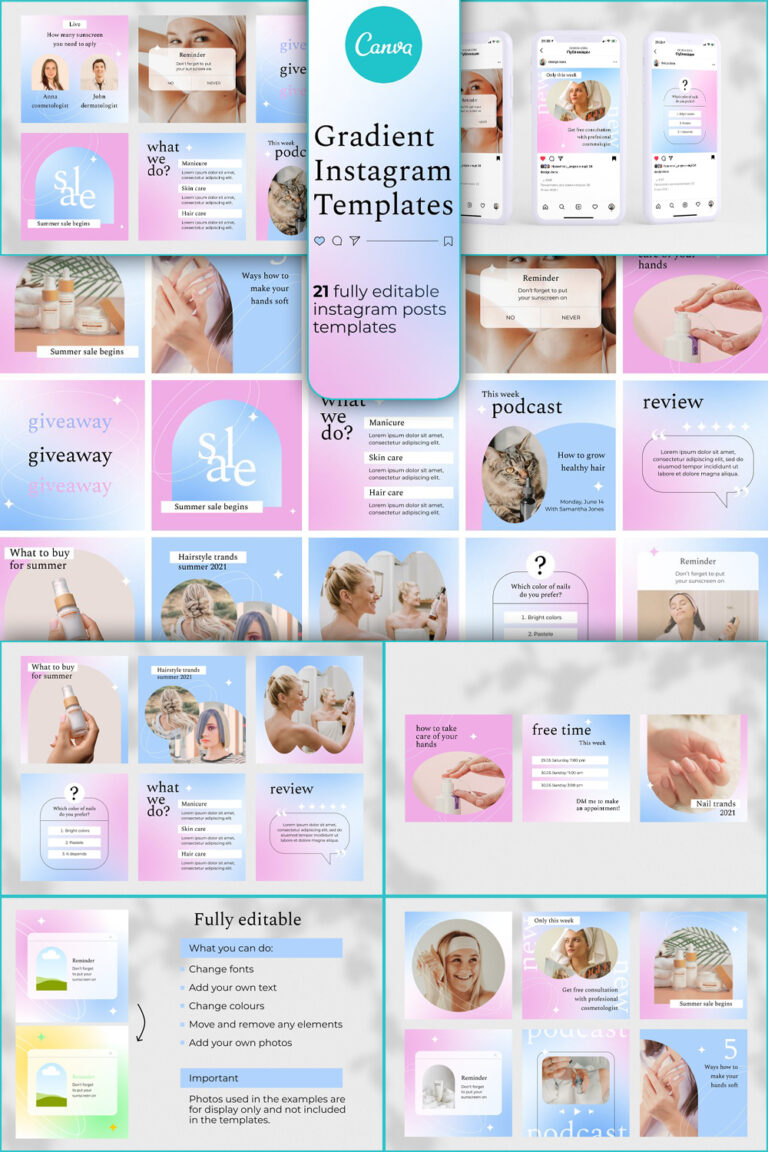 Gradient Instagram Template Canva – MasterBundles