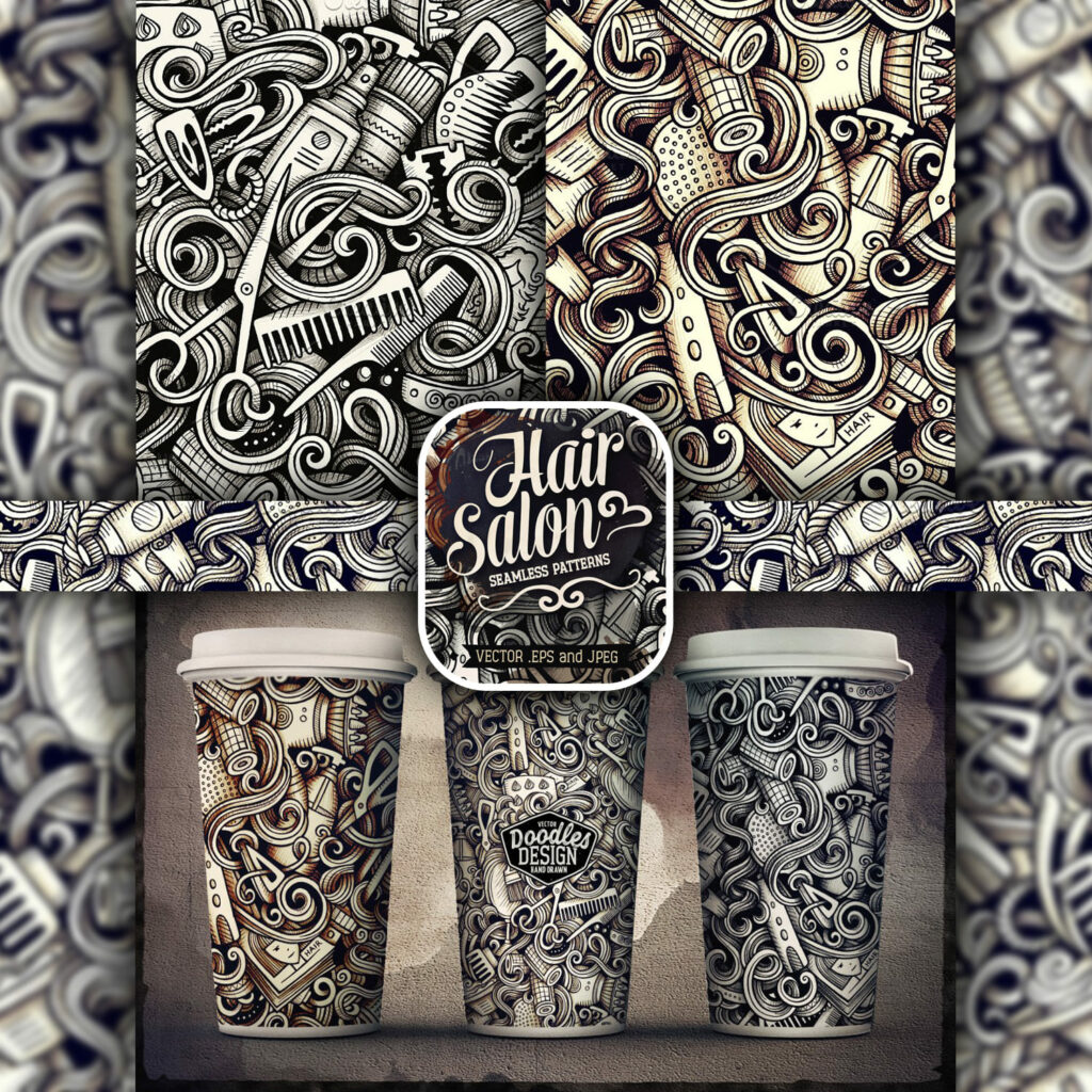 Hairstyle Graphic Doodle Patterns – MasterBundles