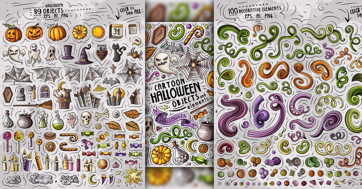 Halloween Cartoon Objects Set – MasterBundles