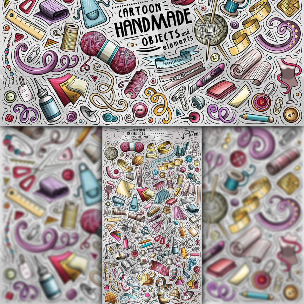 Handmade Cartoon Objects Set – MasterBundles