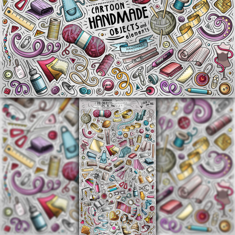Handmade Cartoon Objects Set – MasterBundles