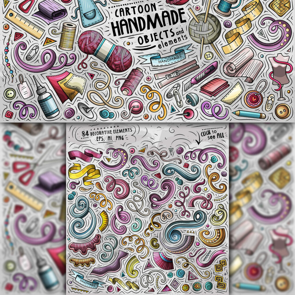 Handmade Cartoon Objects Set – MasterBundles