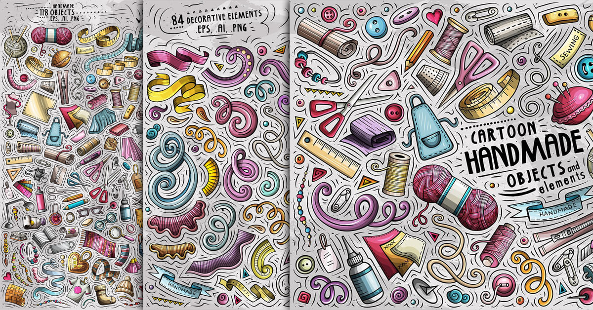 Handmade Cartoon Objects Set – MasterBundles