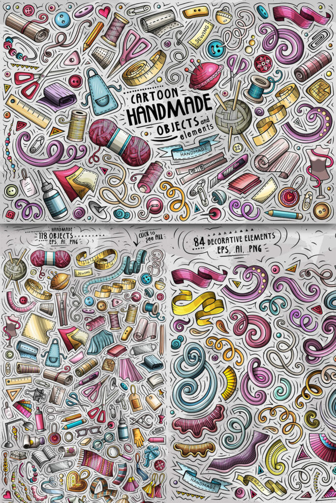 Handmade Cartoon Objects Set – MasterBundles