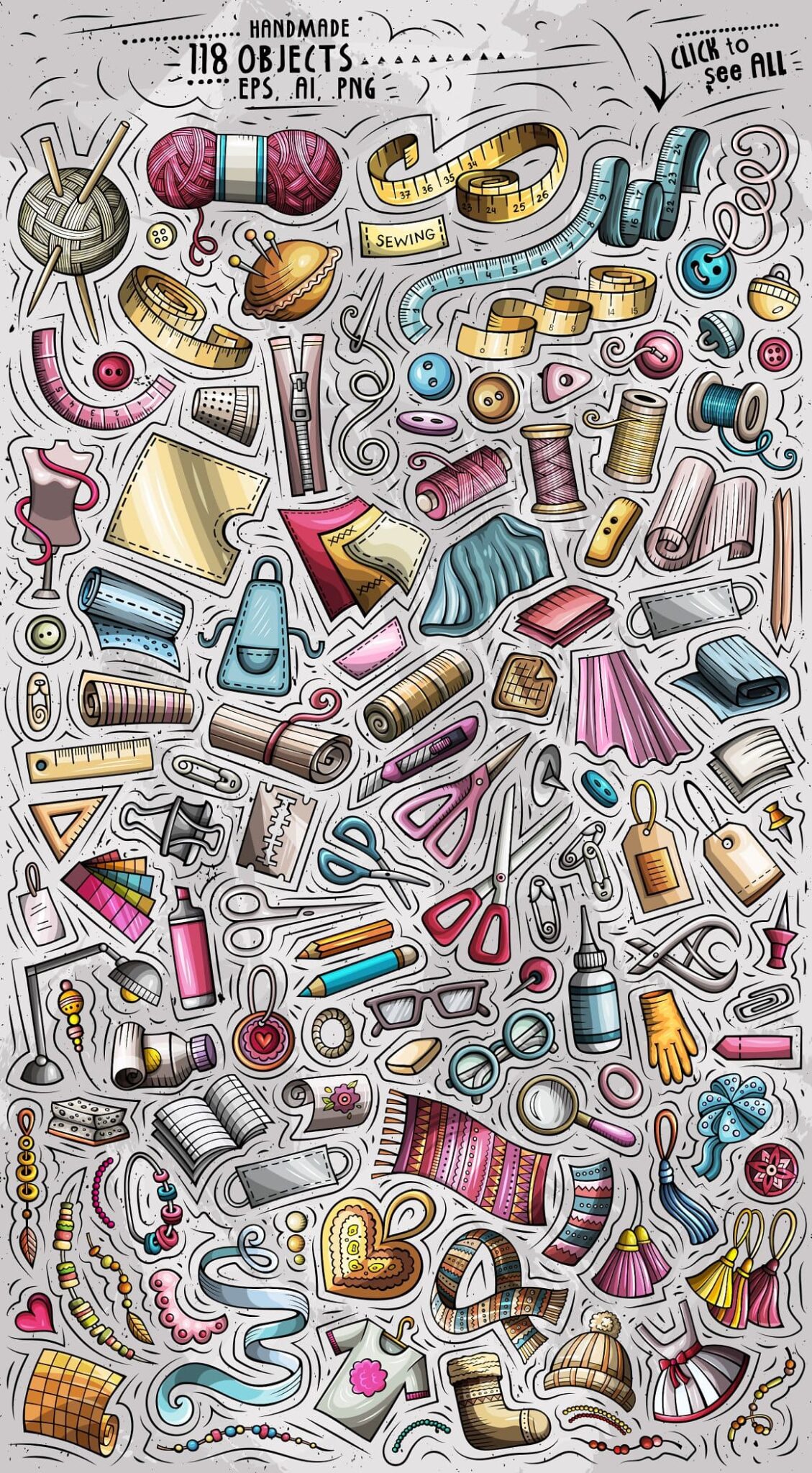 Handmade Cartoon Objects Set – MasterBundles