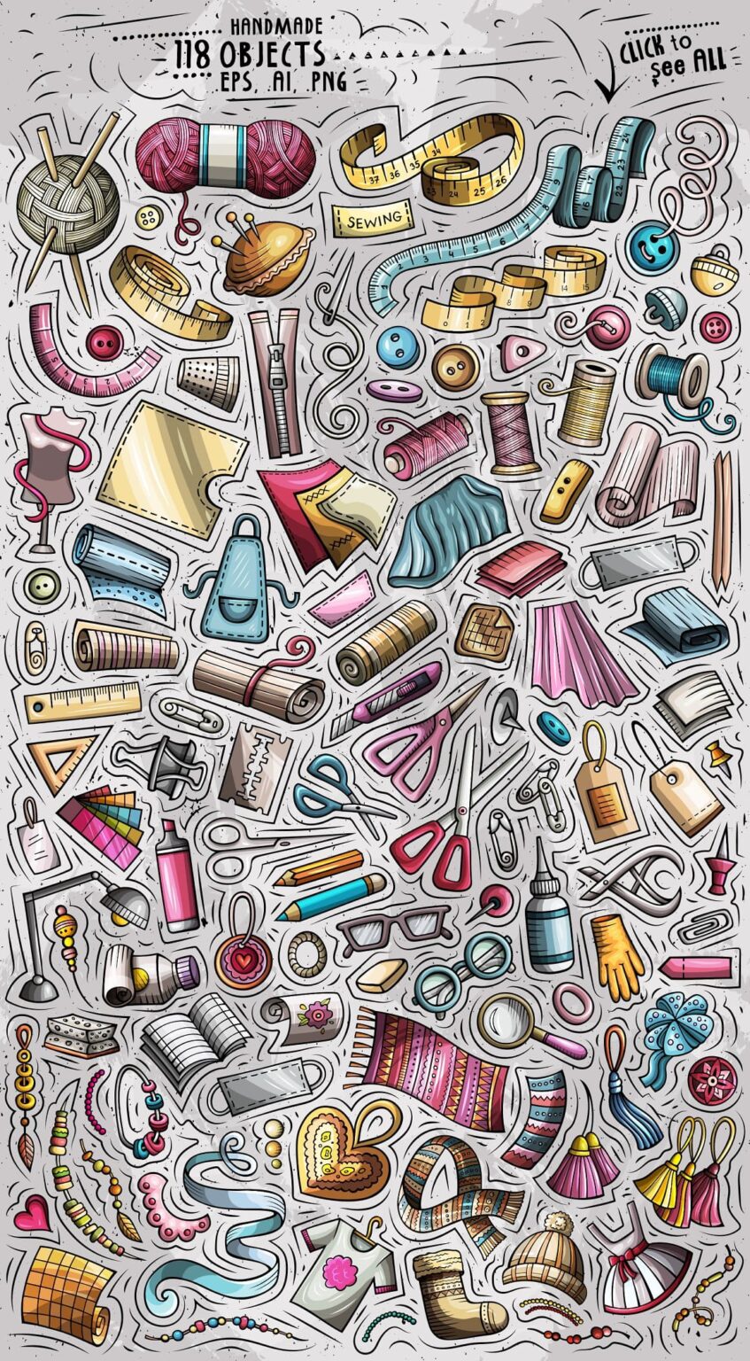 Handmade Cartoon Objects Set – MasterBundles