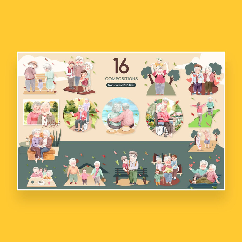 Happy Grandparent Day Watercolor – MasterBundles