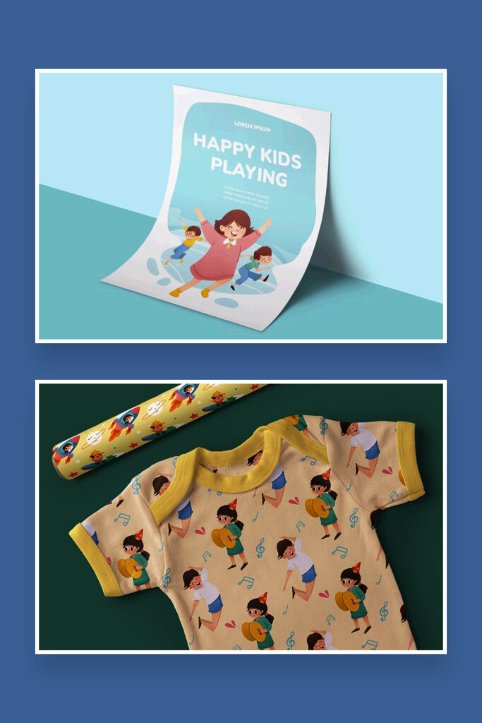 Happy Kids Playing Set Watercolor – MasterBundles