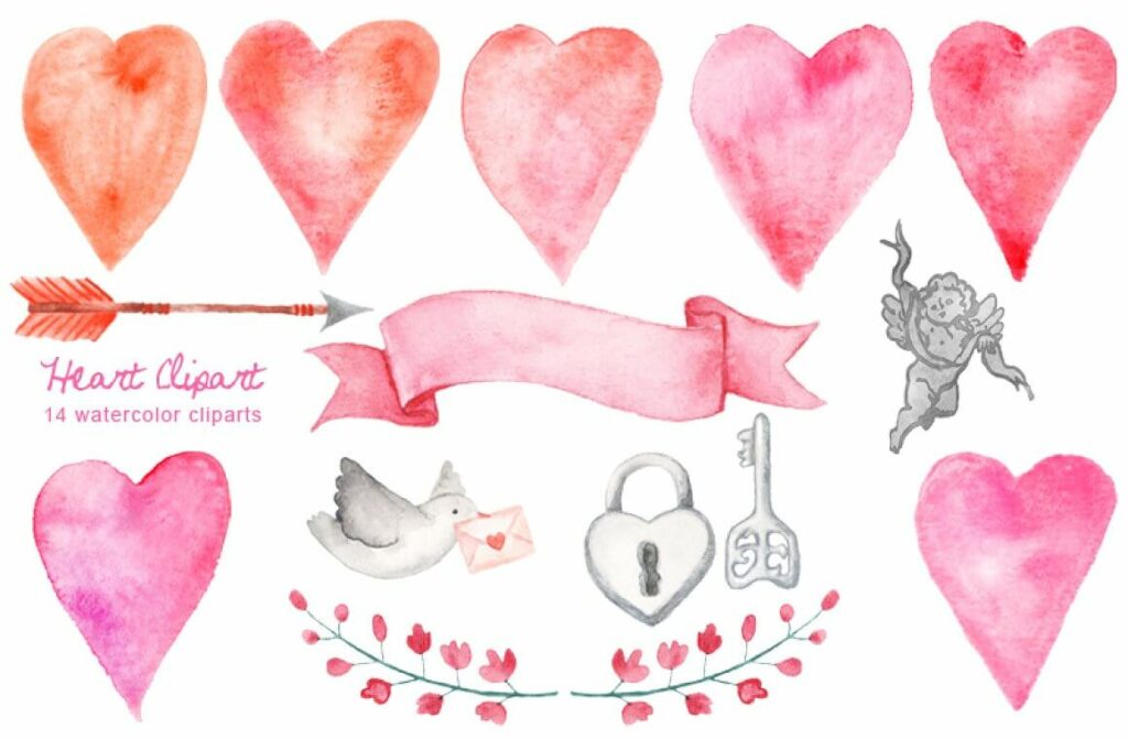 Valentines Day Heart Clipart Set – MasterBundles