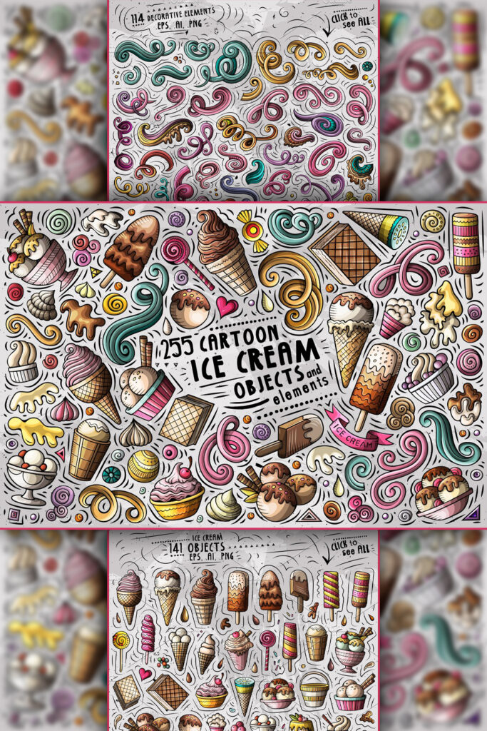 Ice Cream Cartoon Objects Set – MasterBundles