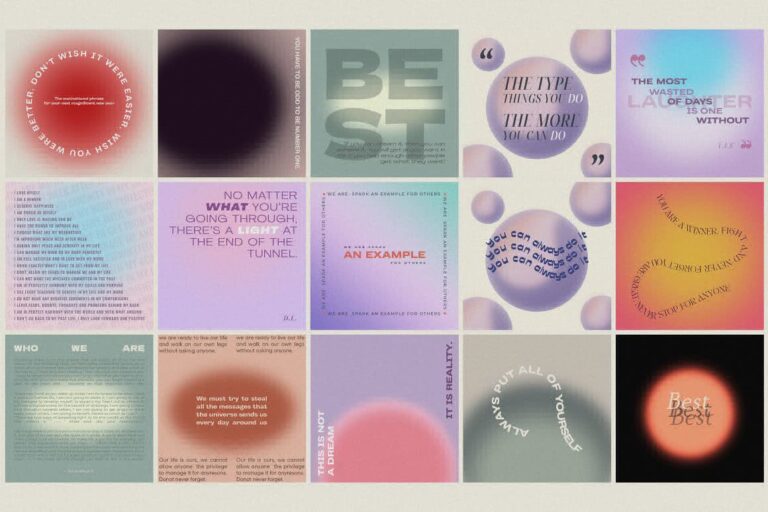 Instagram Gradient Quotes PS + Canva – MasterBundles