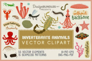 Invertebrate Animals Vector Clipart Pack – MasterBundles