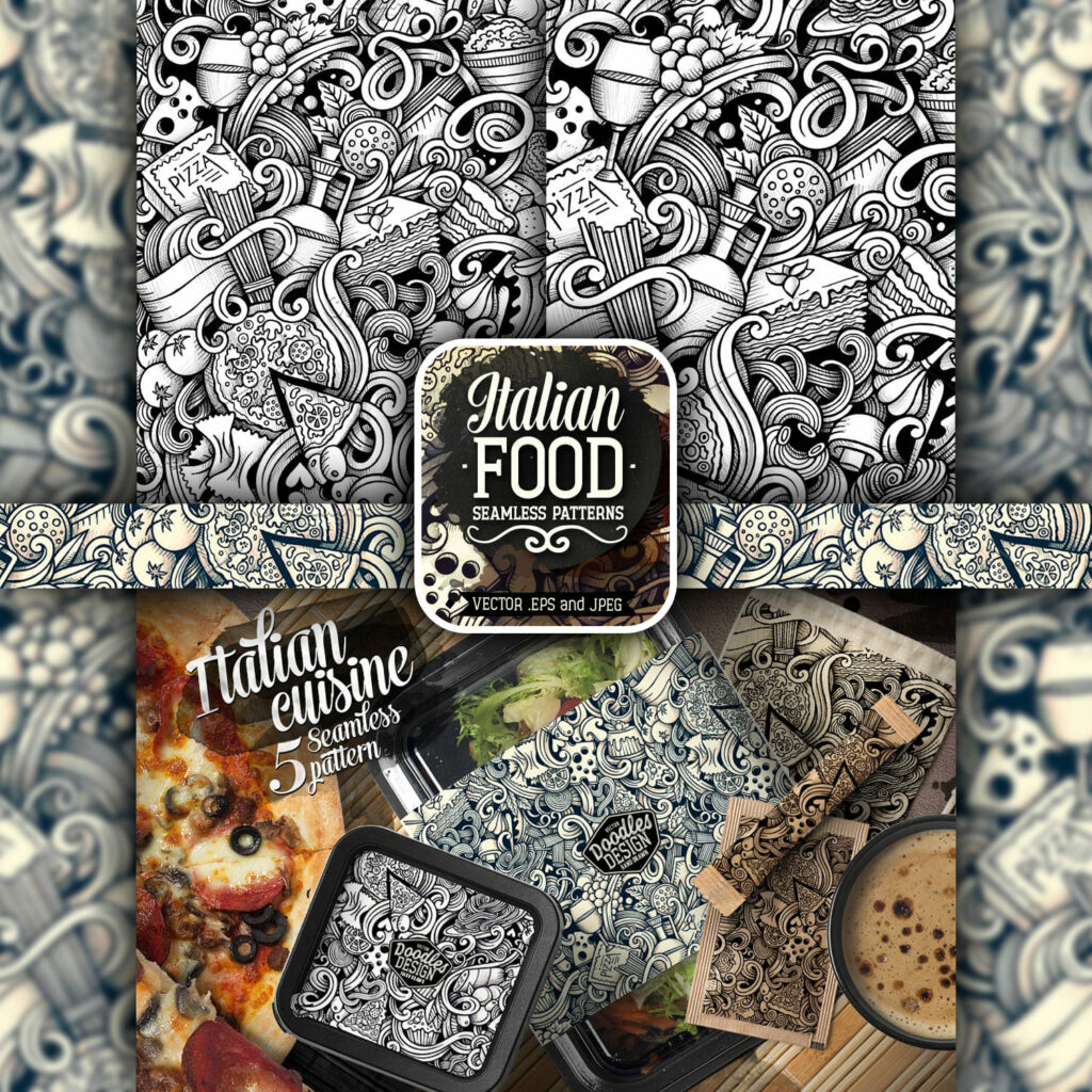 Italian Food Graphics Patterns – MasterBundles