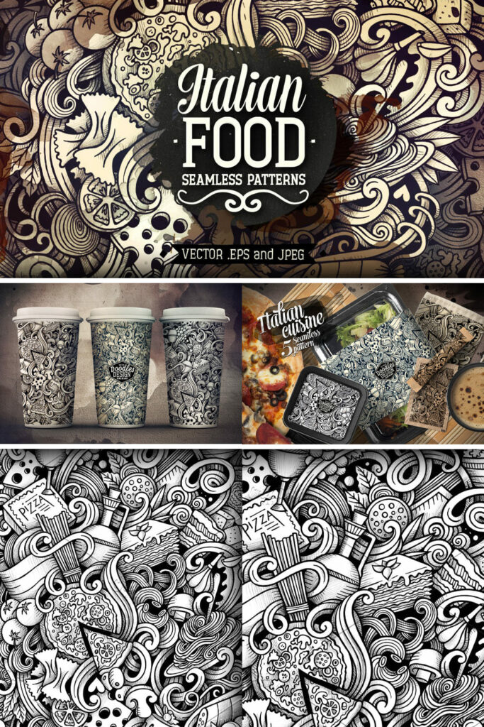 Italian Food Graphics Patterns – MasterBundles