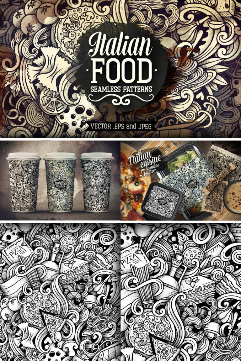 Italian Food Graphics Patterns – MasterBundles