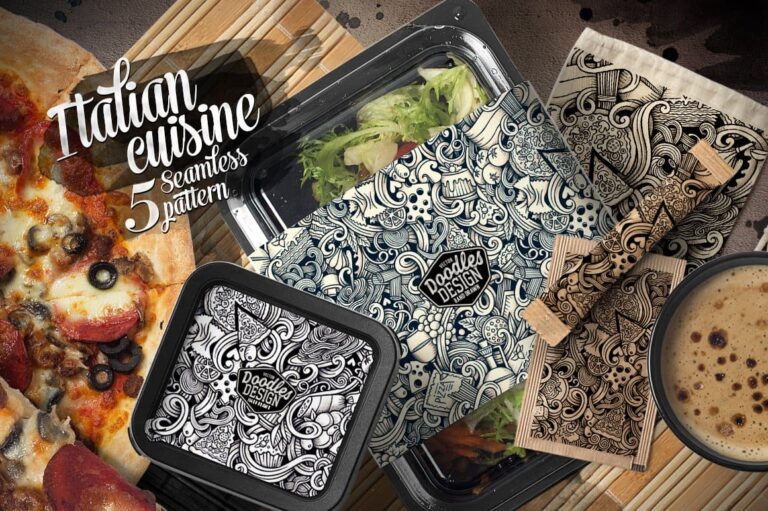 Italian Food Graphics Patterns – MasterBundles
