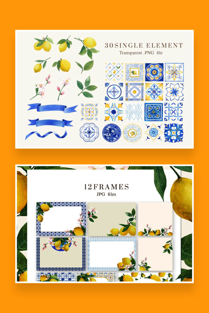 Italian Lemon Tile Watercolor – MasterBundles