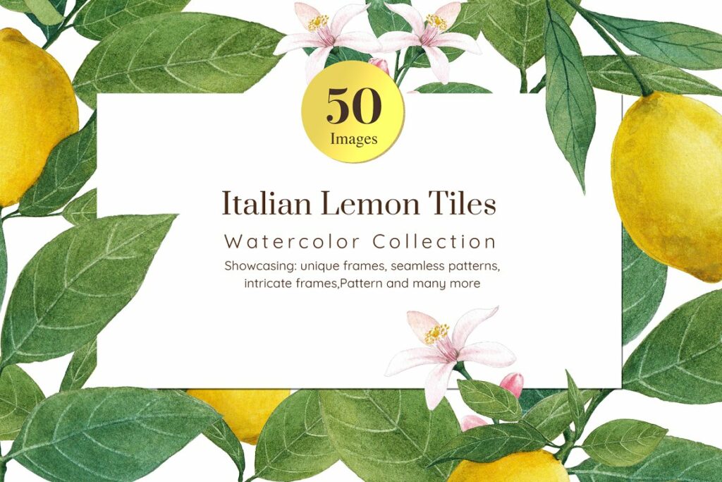 Italian Lemon Tile Watercolor – MasterBundles