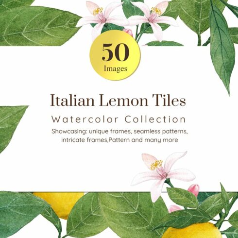 Italian Lemon Tile Watercolor | Master Bundles