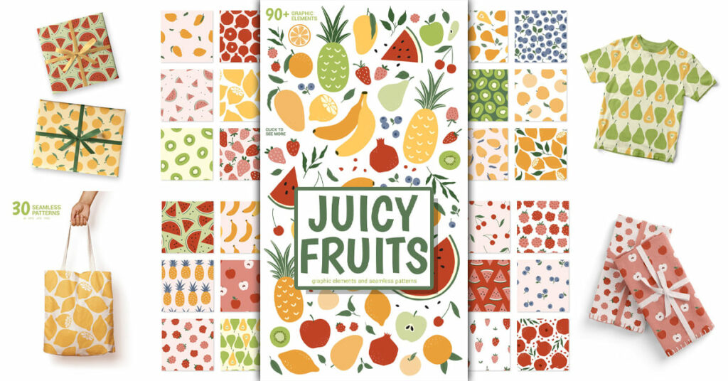 Juicy Fruits Graphic Elements and Patterns – MasterBundles