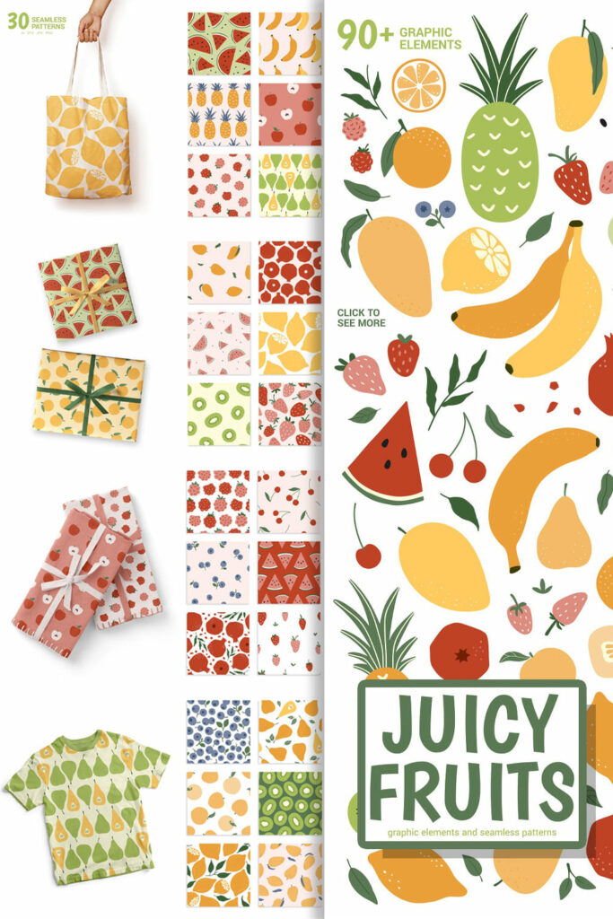 Juicy Fruits Graphic Elements and Patterns – MasterBundles