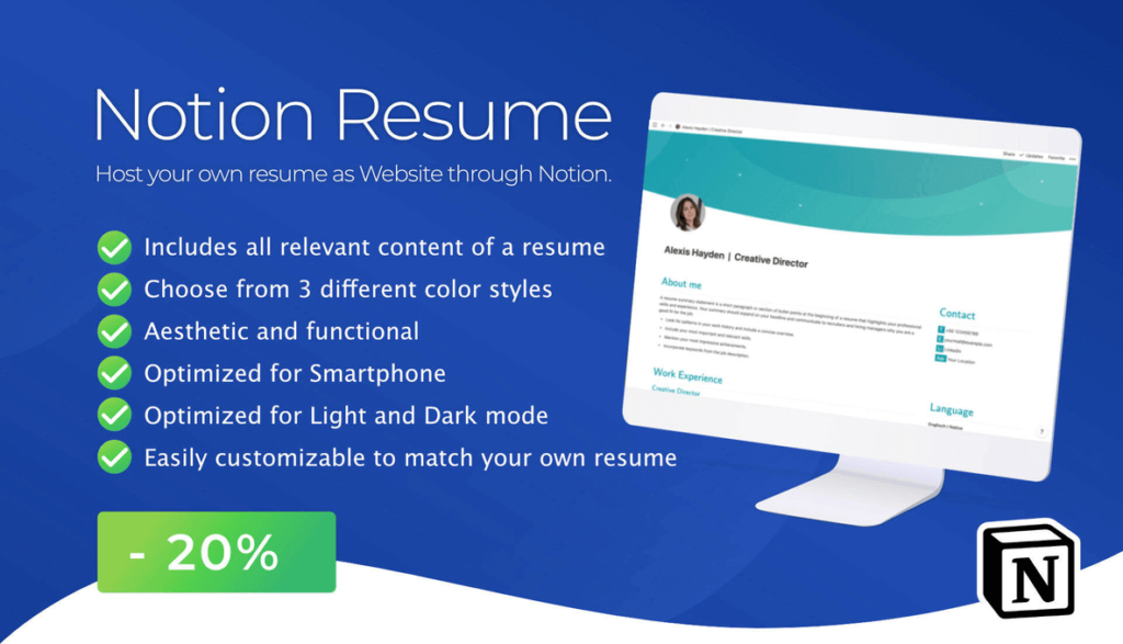 Notion Resume Template – MasterBundles