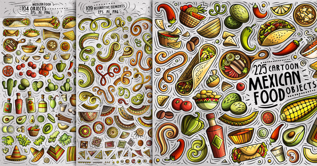Mexican Food Cartoon Objects Set – MasterBundles