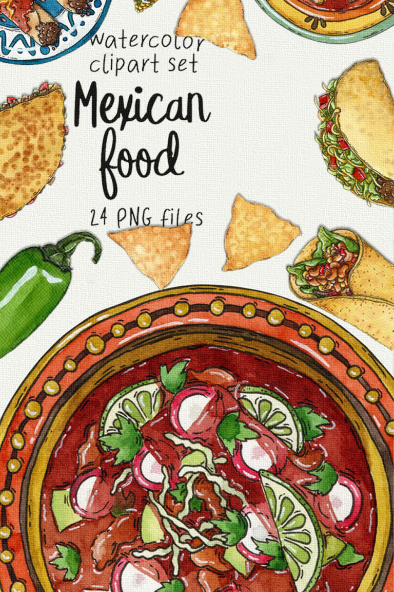 Mexican Watercolor Food Clipart | Master Bundles