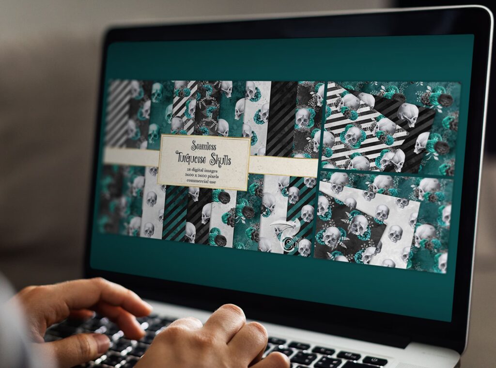 Turquoise Skull Digital Paper – MasterBundles