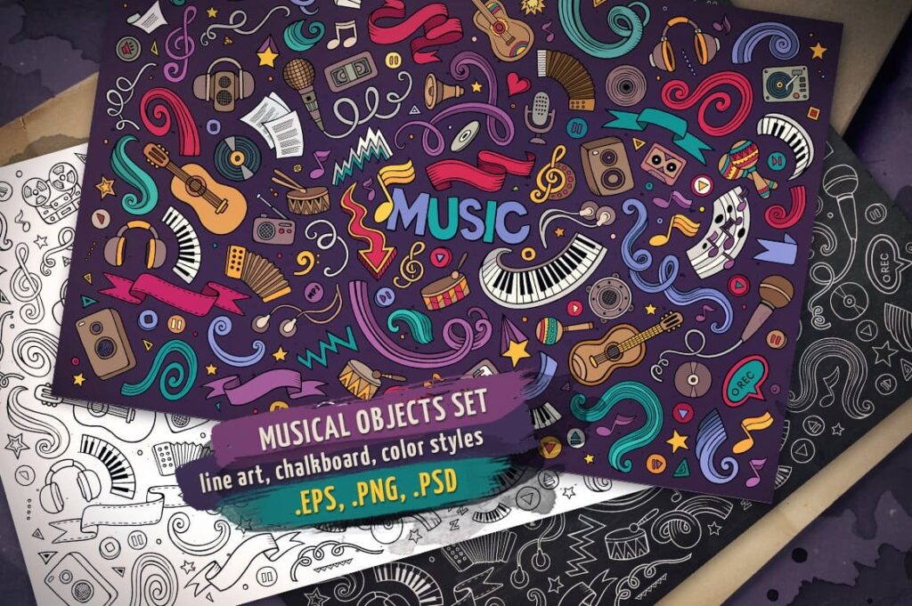 Musical Objects & Elements Set – MasterBundles