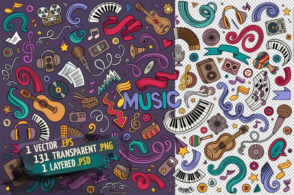Musical Objects & Elements Set – MasterBundles