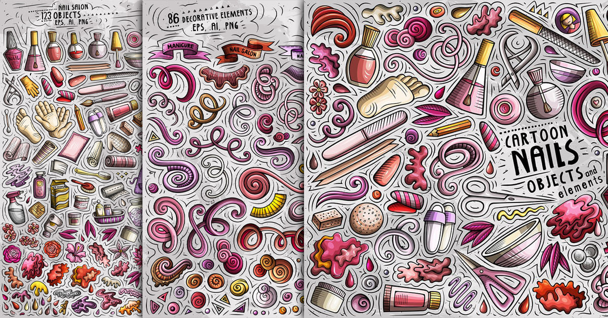Nail Studio Cartoon Objects Set – MasterBundles