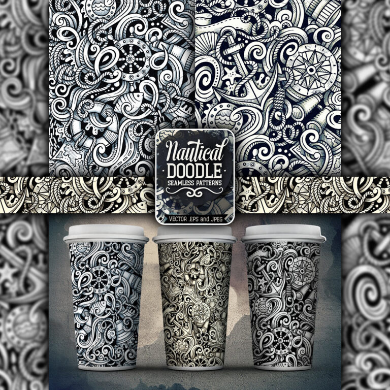 Nautical Graphics Doodles Patterns – MasterBundles