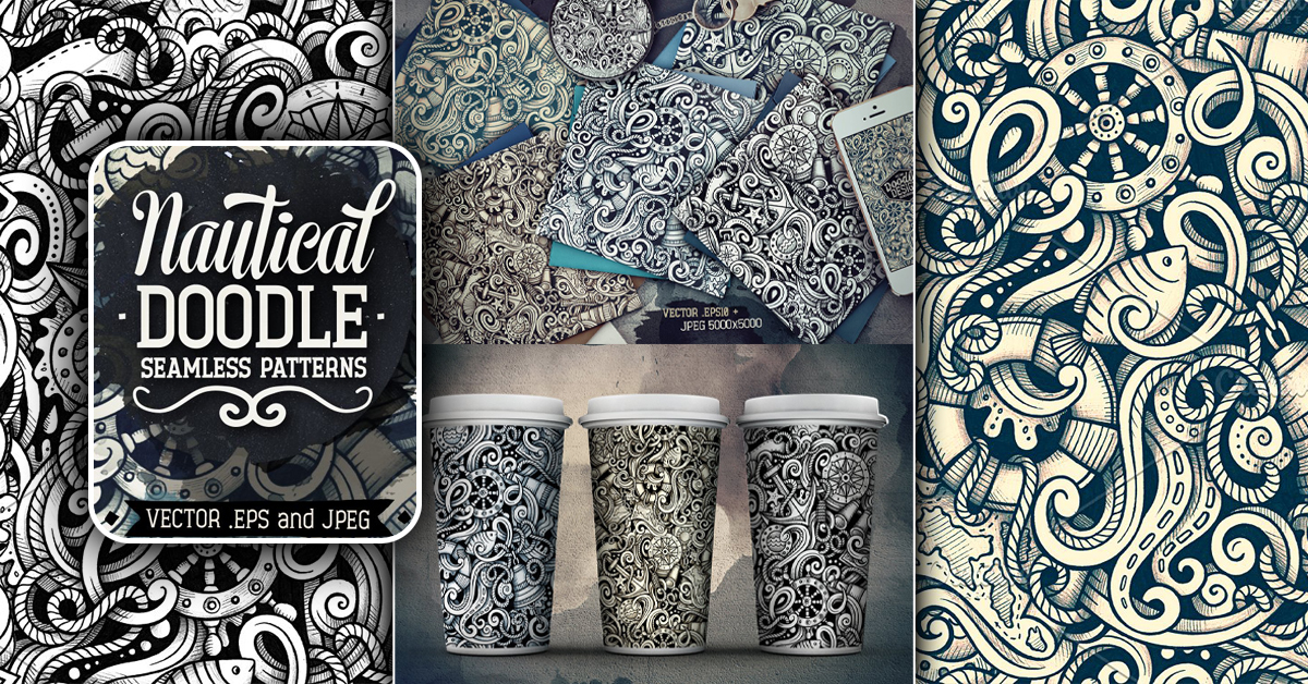 Nautical Graphics Doodles Patterns – MasterBundles