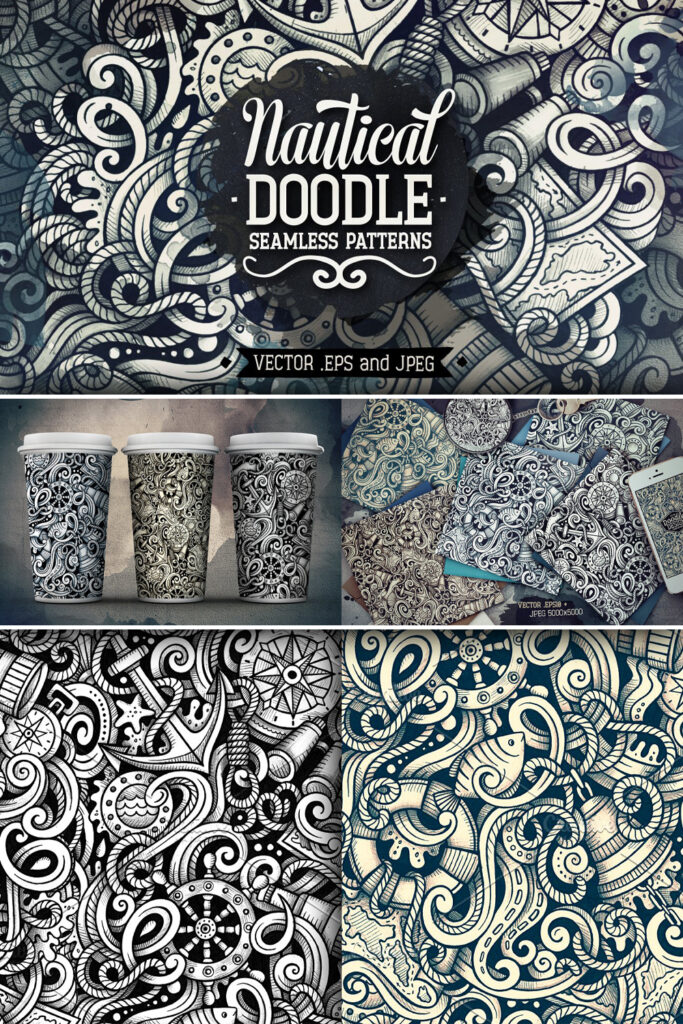 Nautical Graphics Doodles Patterns – MasterBundles