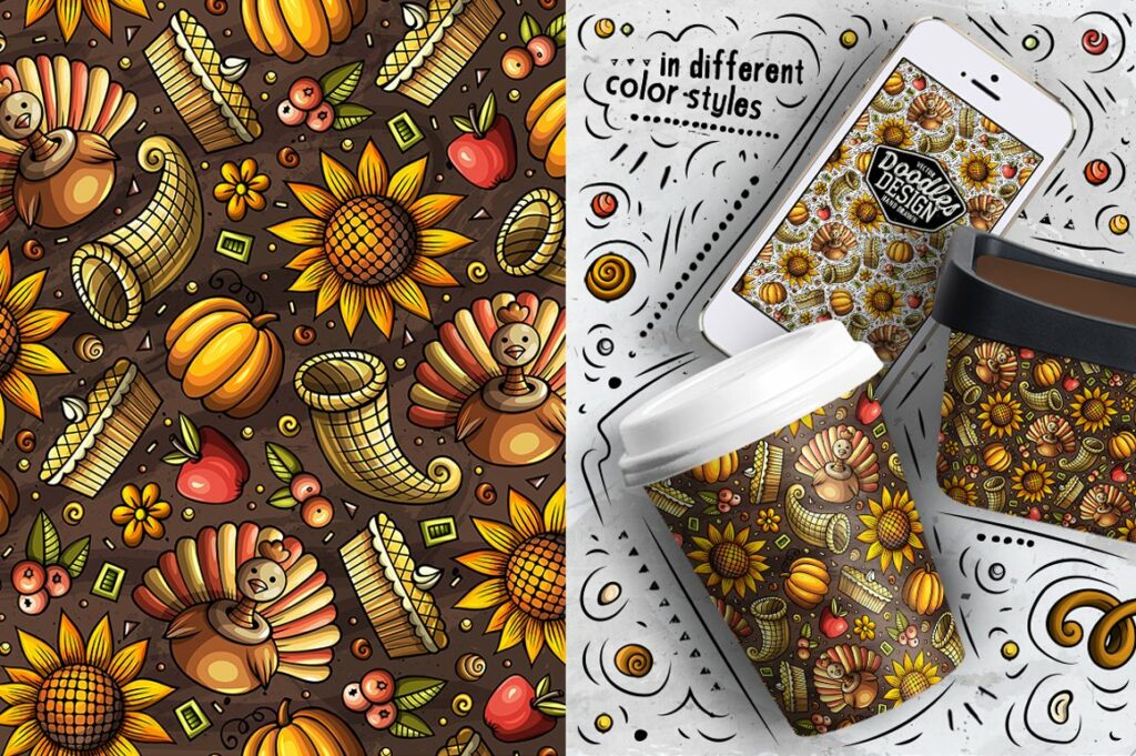 7 Thanksgiving Seamless Patterns – MasterBundles