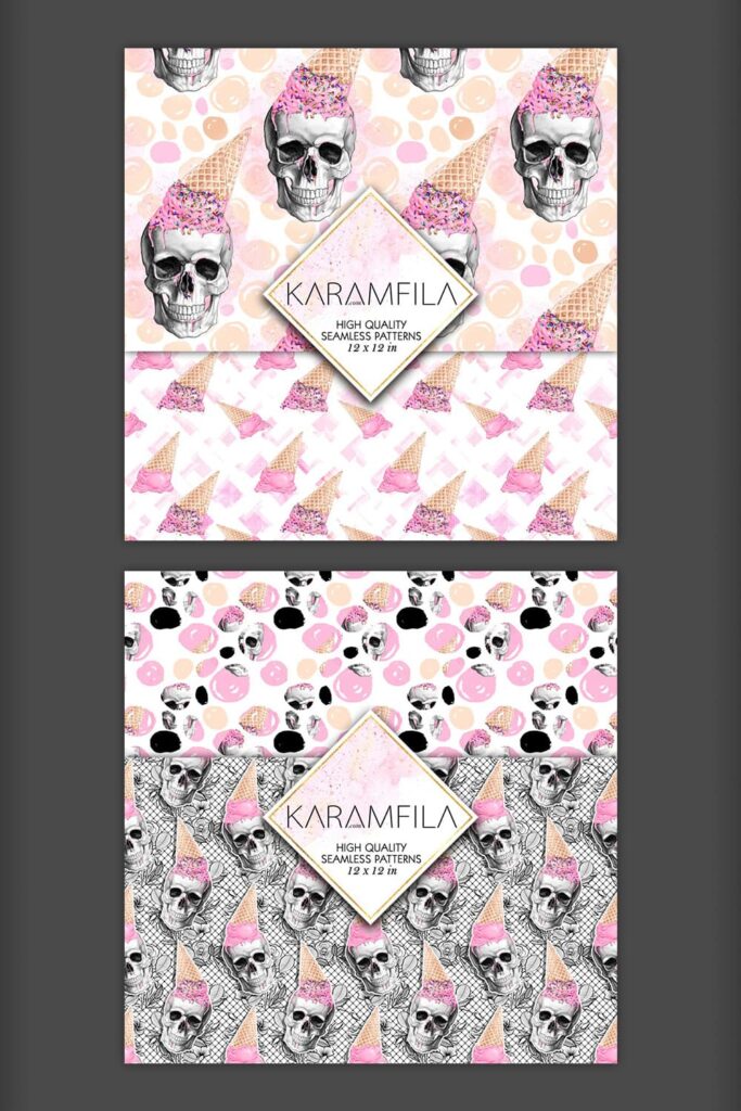 Skull Ice-Cream Summer Patterns – MasterBundles