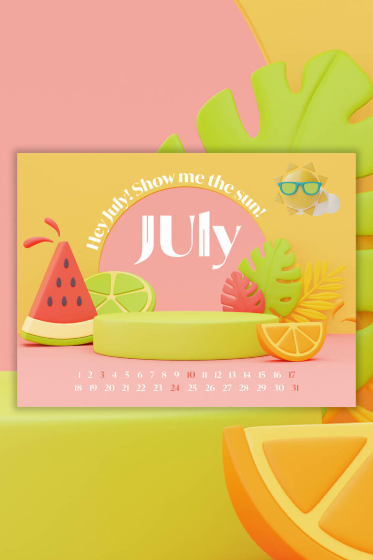 Free Watermelon July Calendar – MasterBundles