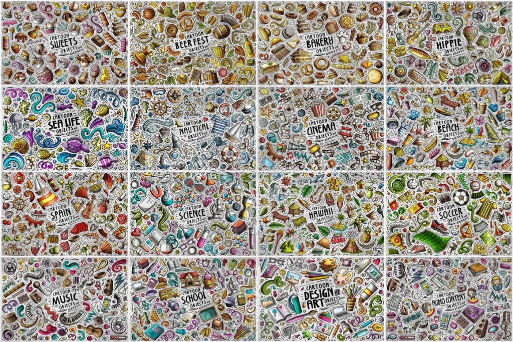 -80% Cartoon Doodle Clipart Bundle 2 – MasterBundles