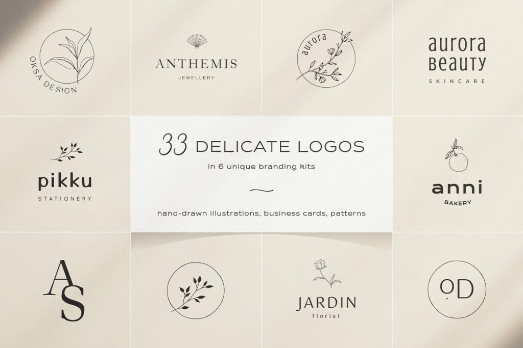 33 Delicate Logos ~ 6 Brand Kits – MasterBundles